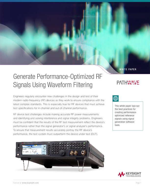 Generate Performance-Optimized RF Signals Using Waveform Filtering PDF Asset Page | Keysight